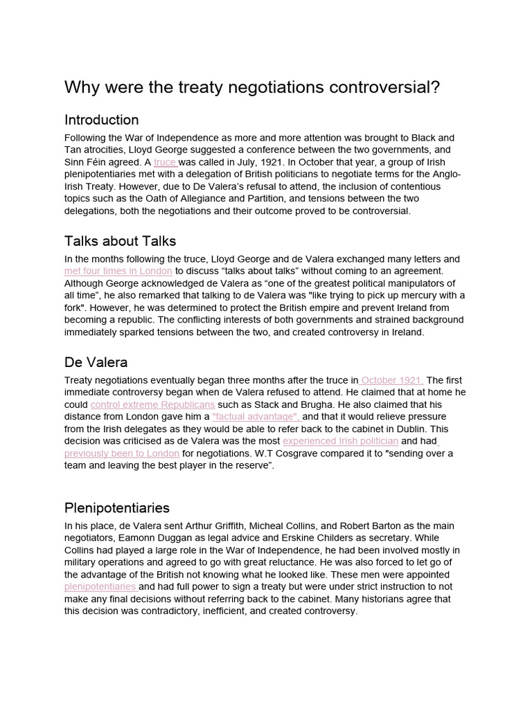 Treaty Negotiations Controversial - LC History Essay | PDF | Michael ...