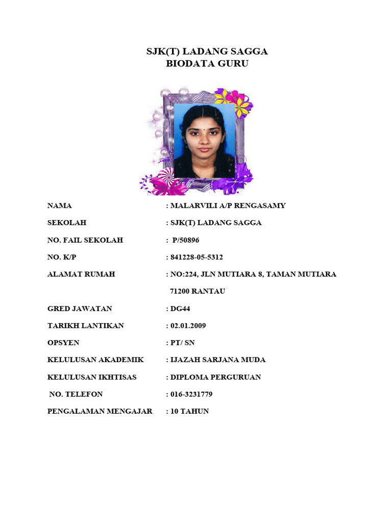 BIODATA GURU Sagga | PDF
