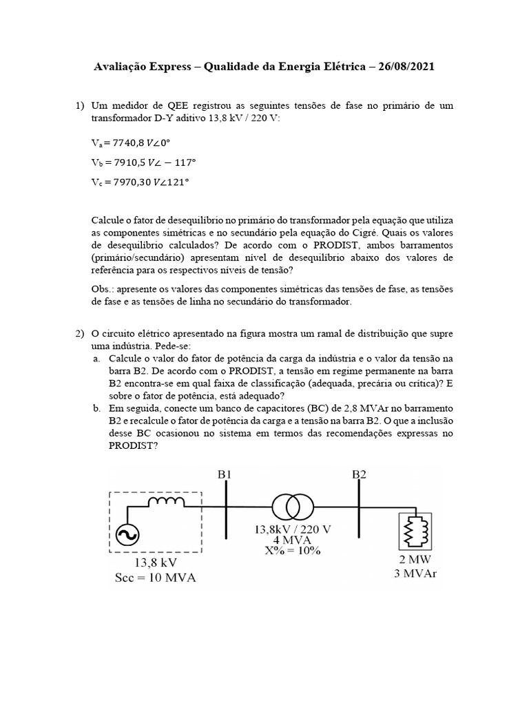 2021-PE2 - VTLD e Desequilíbrio - (2020 - 02) | PDF | Tecnologia e Engenharia