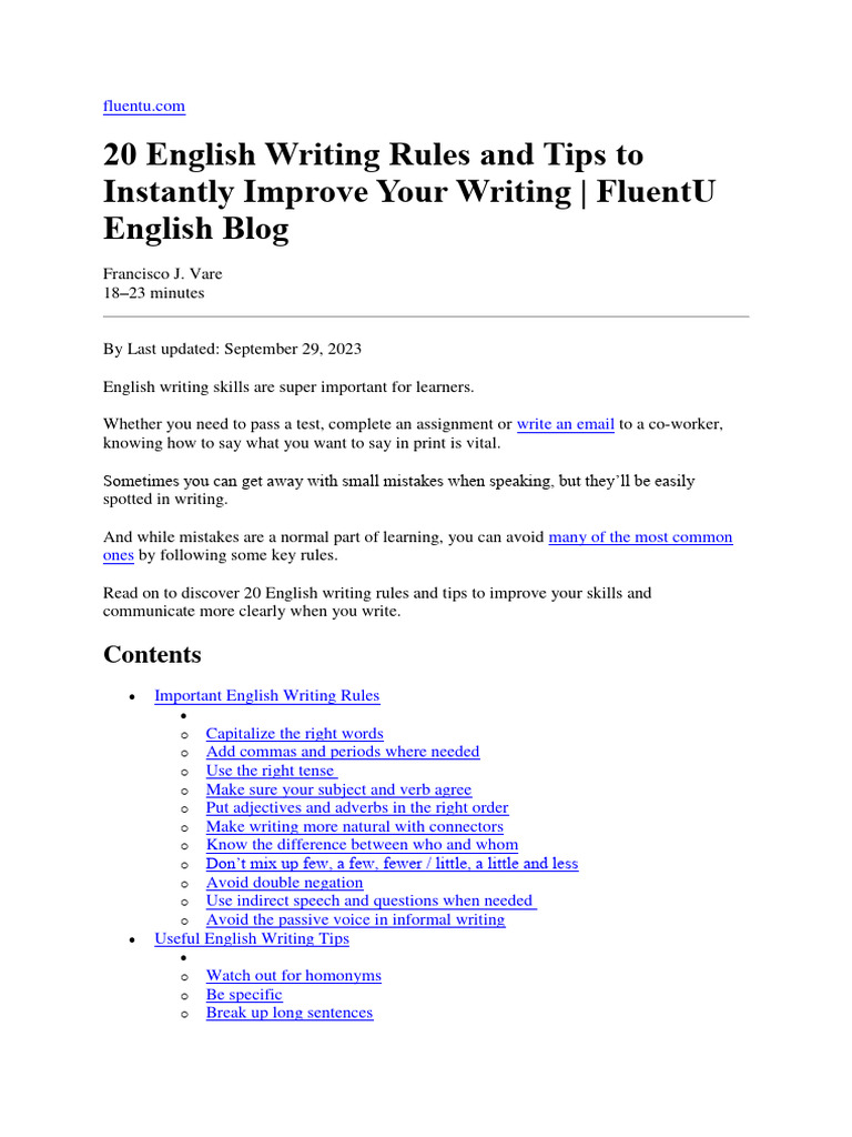 20 Essential English Writing Tips | PDF | Career & Growth | Language ...