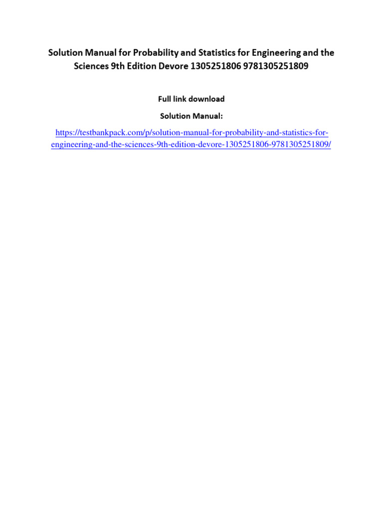 Solution Manual For Probability and Statistics For Engineering and The ... Solution Manual For Probability and Statistics For Engineering and The ...