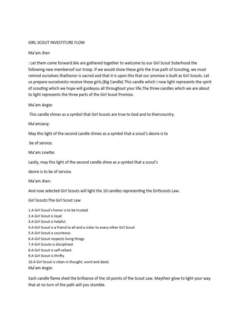 Girl Scout Investiture Flow | PDF