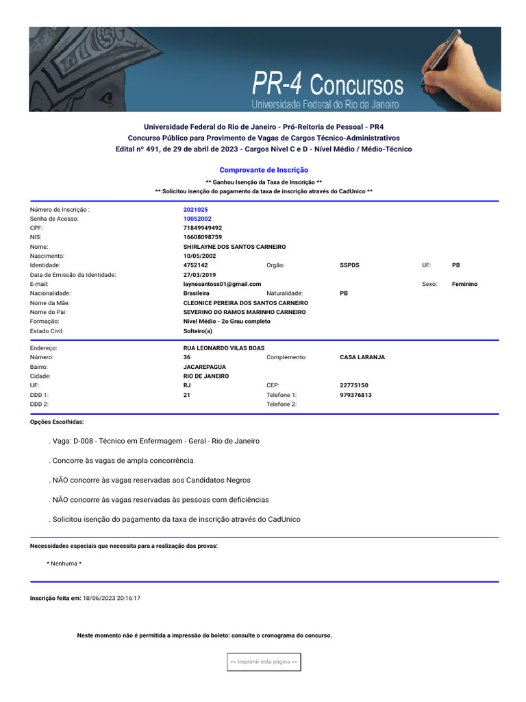 Concursos UFRJ PR4 | PDF