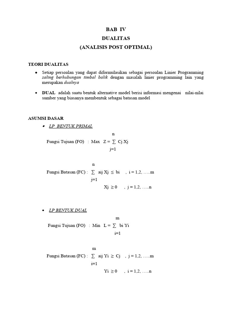 Bab Iv - Teori Dualitas | PDF