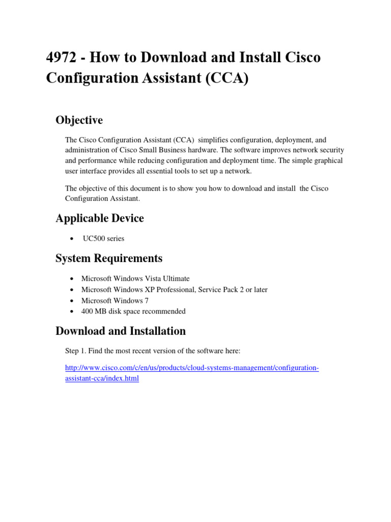 4972 - How To Download and Install The Cisco Configuration Assistant ...