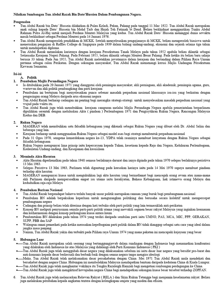 Tun Abdul Razak | PDF