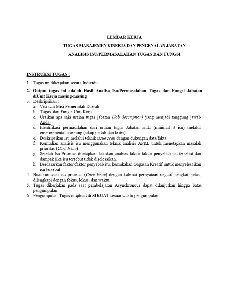 LK - Hari II Dan III - SOTK - Manaje Kinerja - Tugas Jabatan | PDF