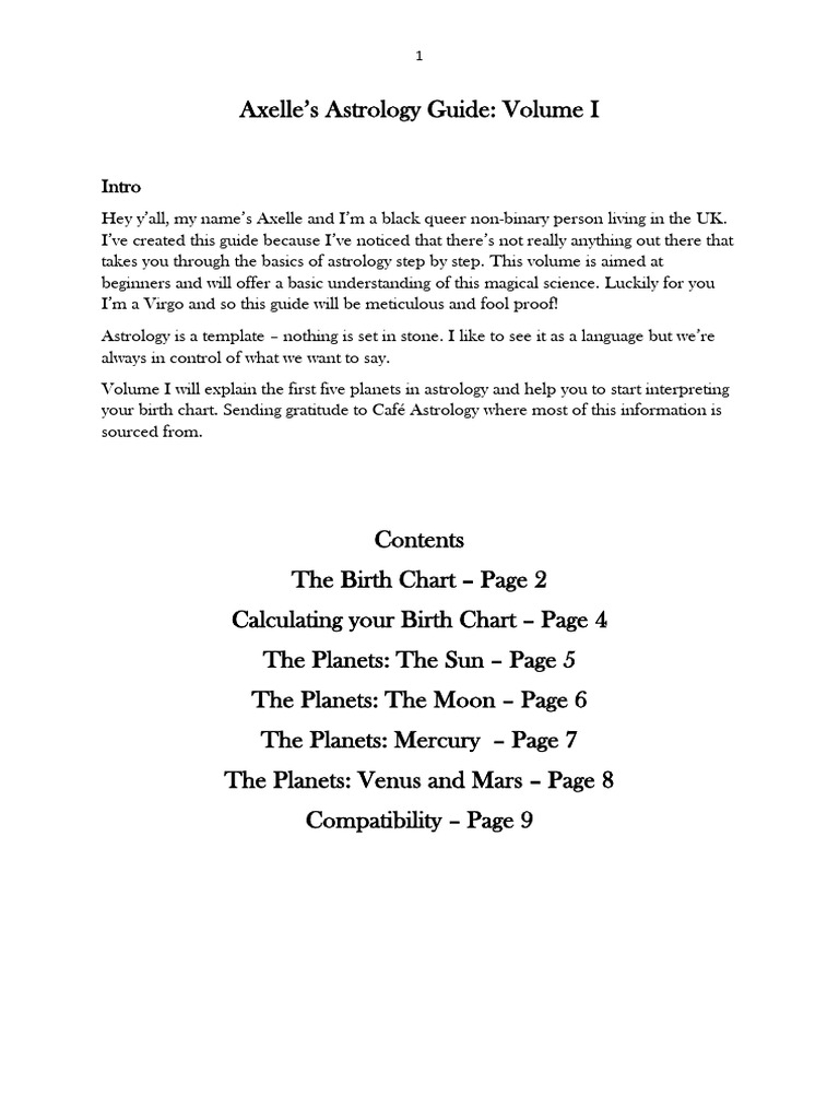 Axelle's Astrology Guide - Volume I | PDF
