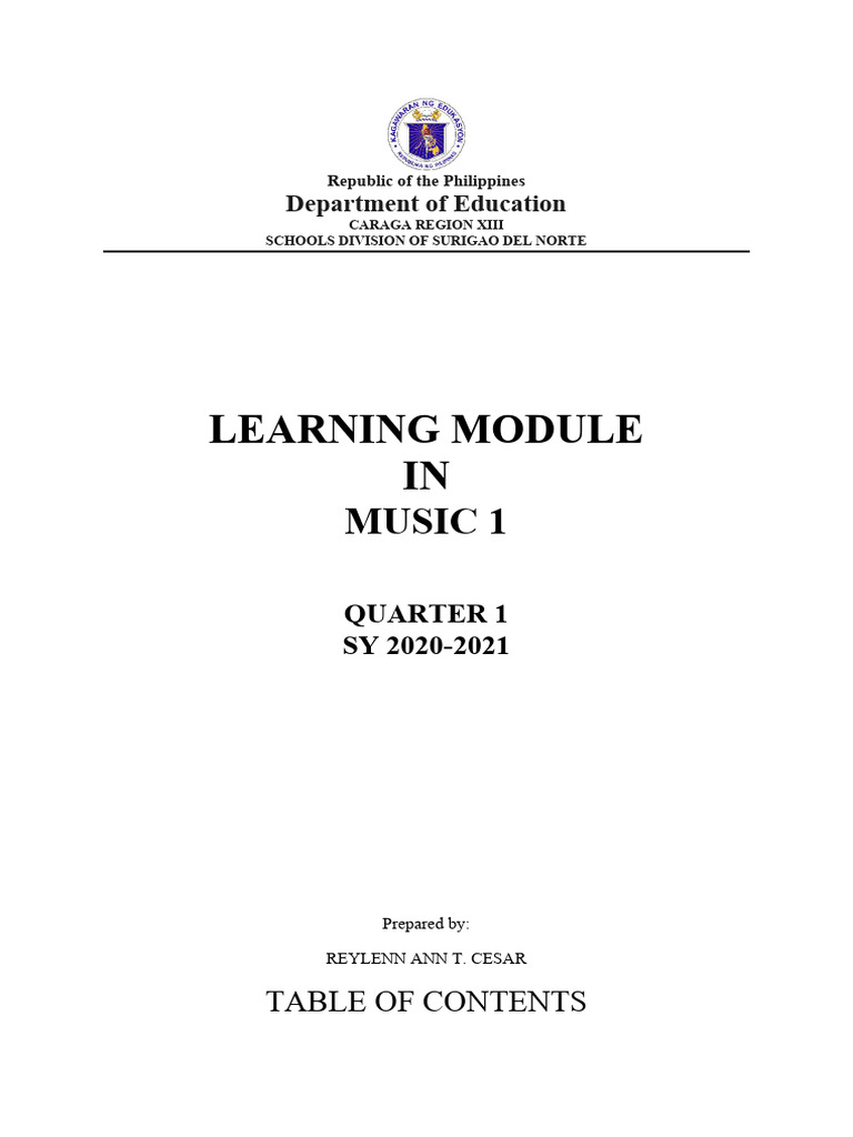 LEARNING MODULE in MUSIC WK3-8 (LEARNER'S MANUAL | PDF