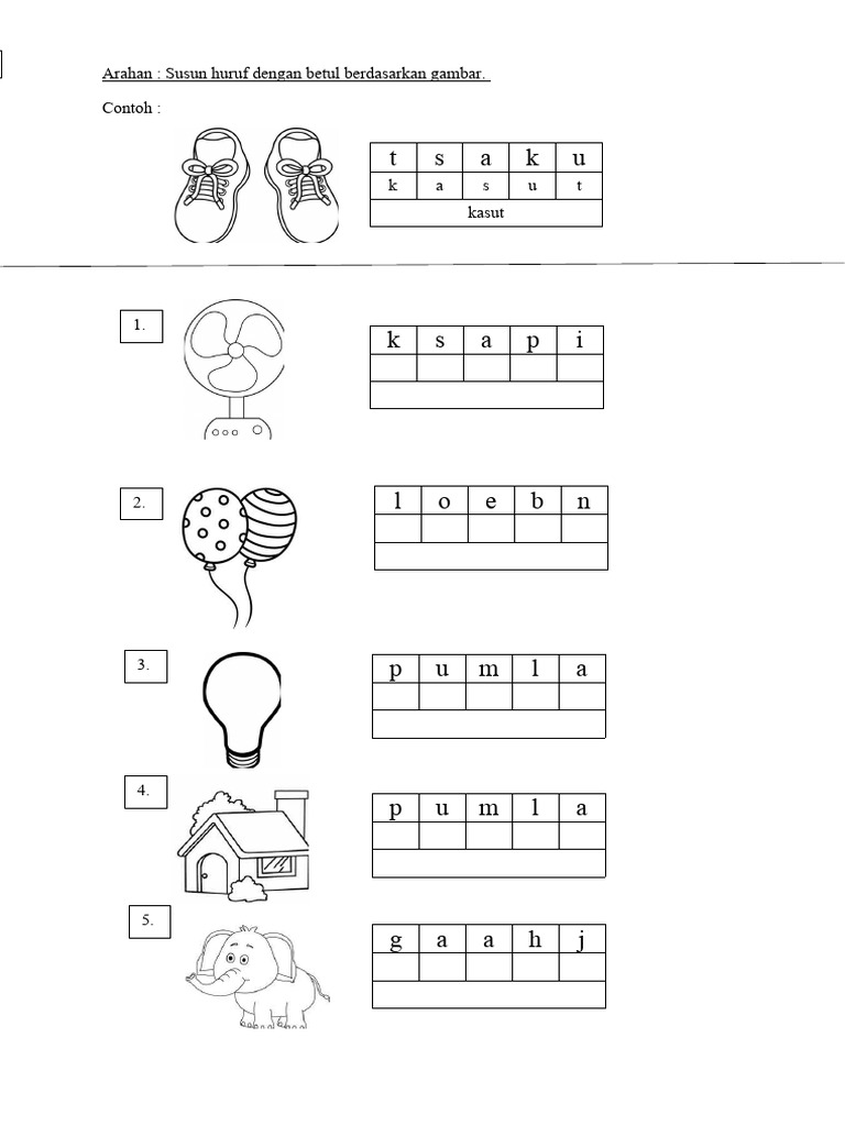 Latihan Susun Huruf KVKVK | PDF
