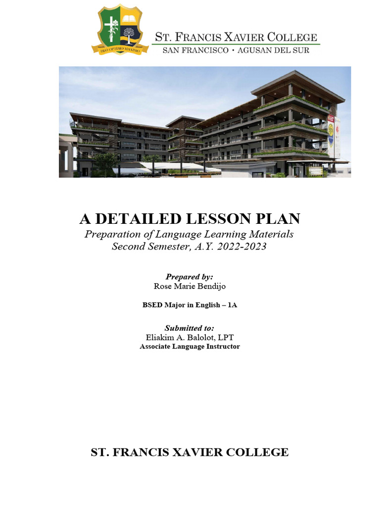 A Detailed Lesson Plan: Preparation of Language Learning Materials ...