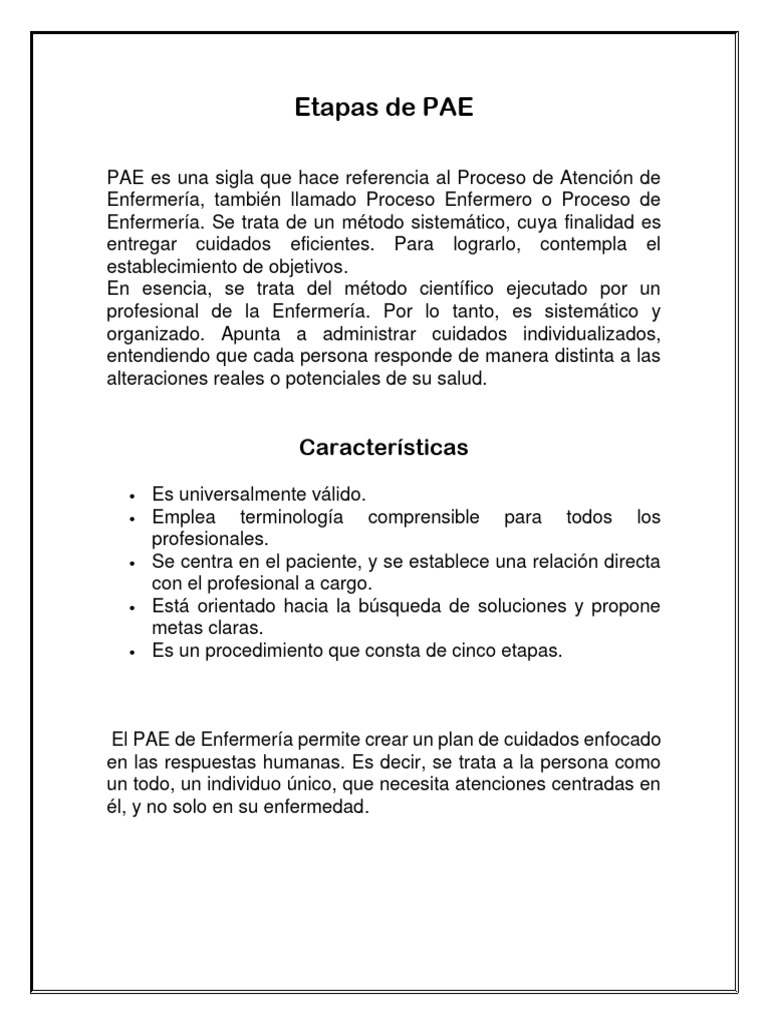 Etapas de PAE | PDF | Cuidado de la salud