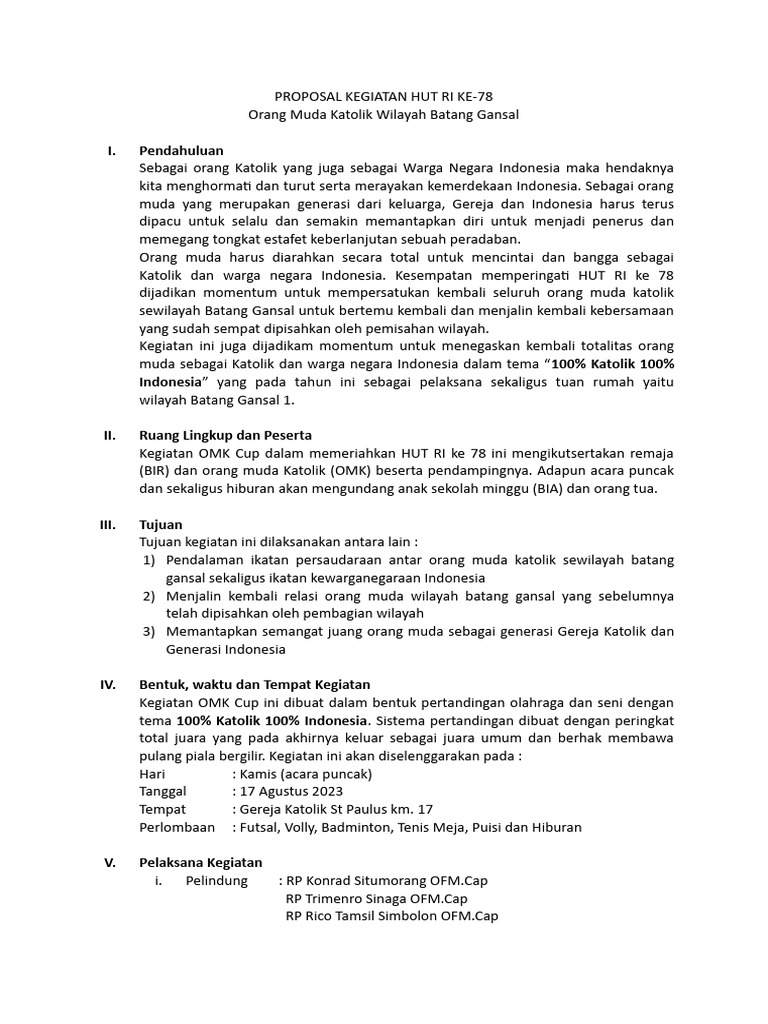 Proposal Kegiatan Omk | PDF