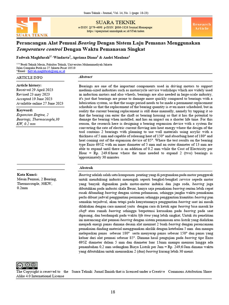 Perancangan Alat Pemuai Bearing Dengan Sistem Laju | PDF