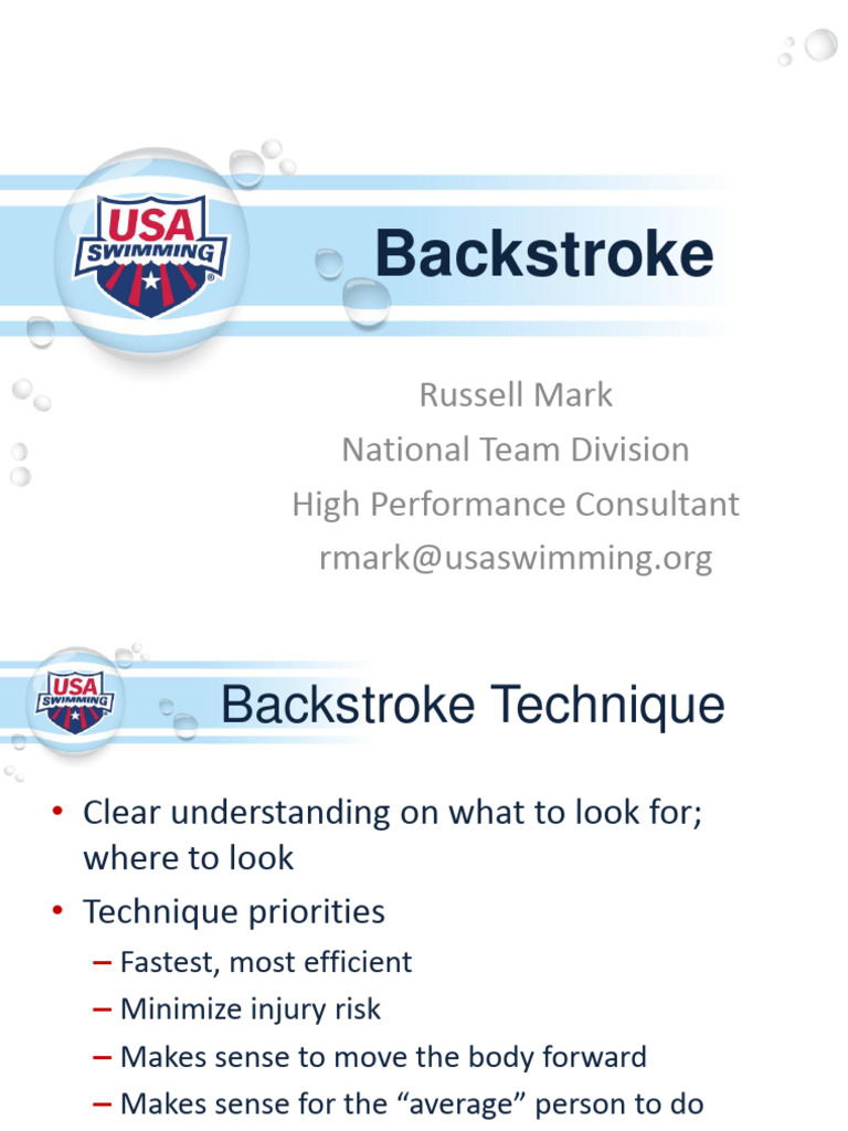 2 20 13 Russell Mark - Backstroke Technique | PDF