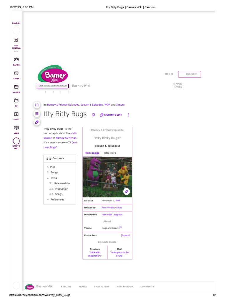 Itty Bitty Bugs - Barney Wiki - Fandom | PDF