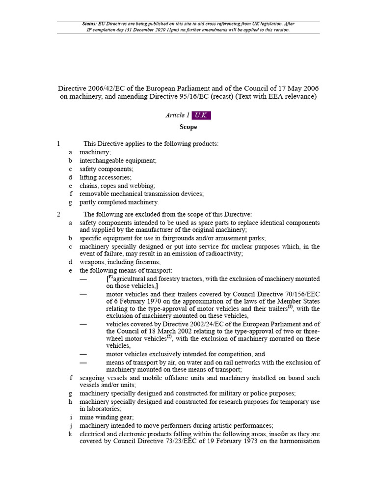 2006 42 Ec | PDF | Directive (European Union) | European Union