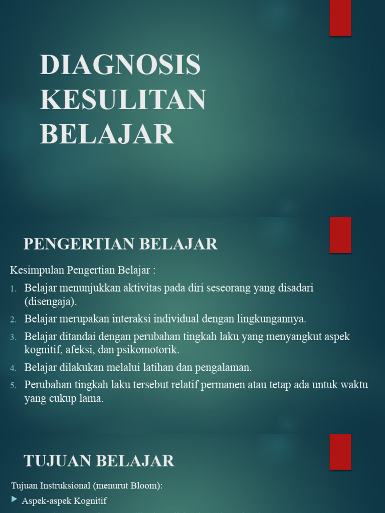 Diagnosis dan Faktor Kesulitan Belajar | PDF | Karier & Perkembangan