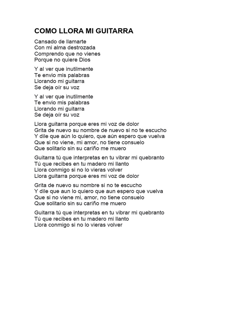 Como Llora Mi Guitarra | PDF
