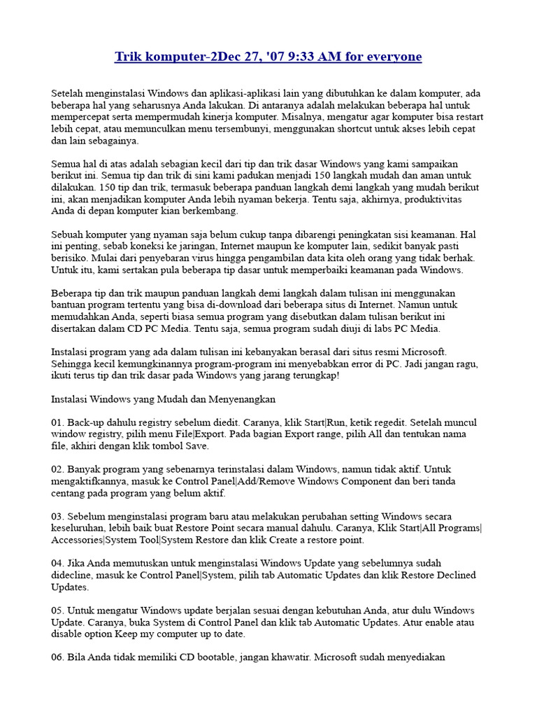 Trik Komputer | PDF