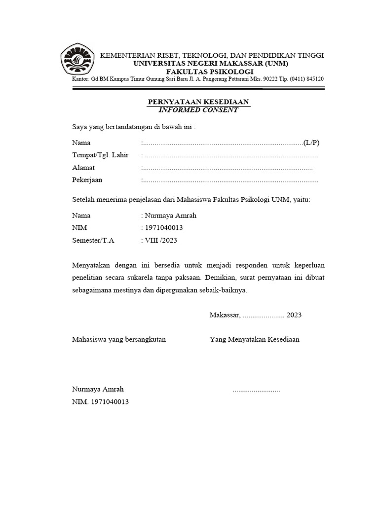 Form Persetujuan | PDF