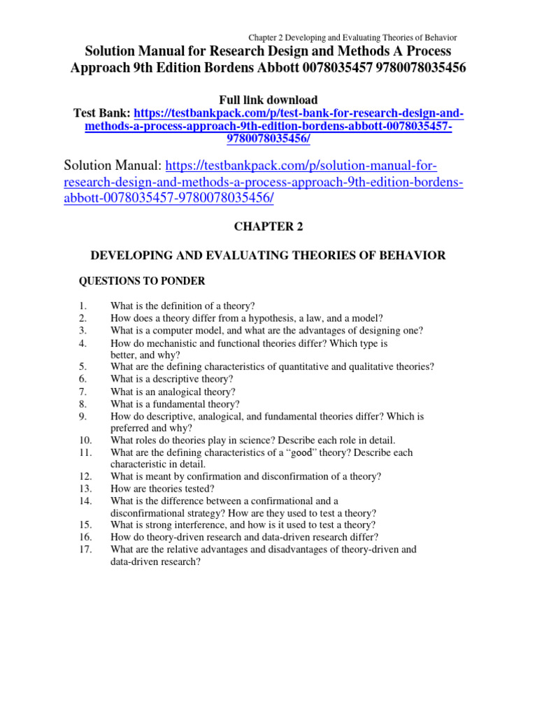 Solution Manual For Research Design and Methods A Process Approach 9th ...