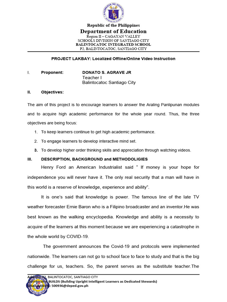 Project Lakbay Don | PDF