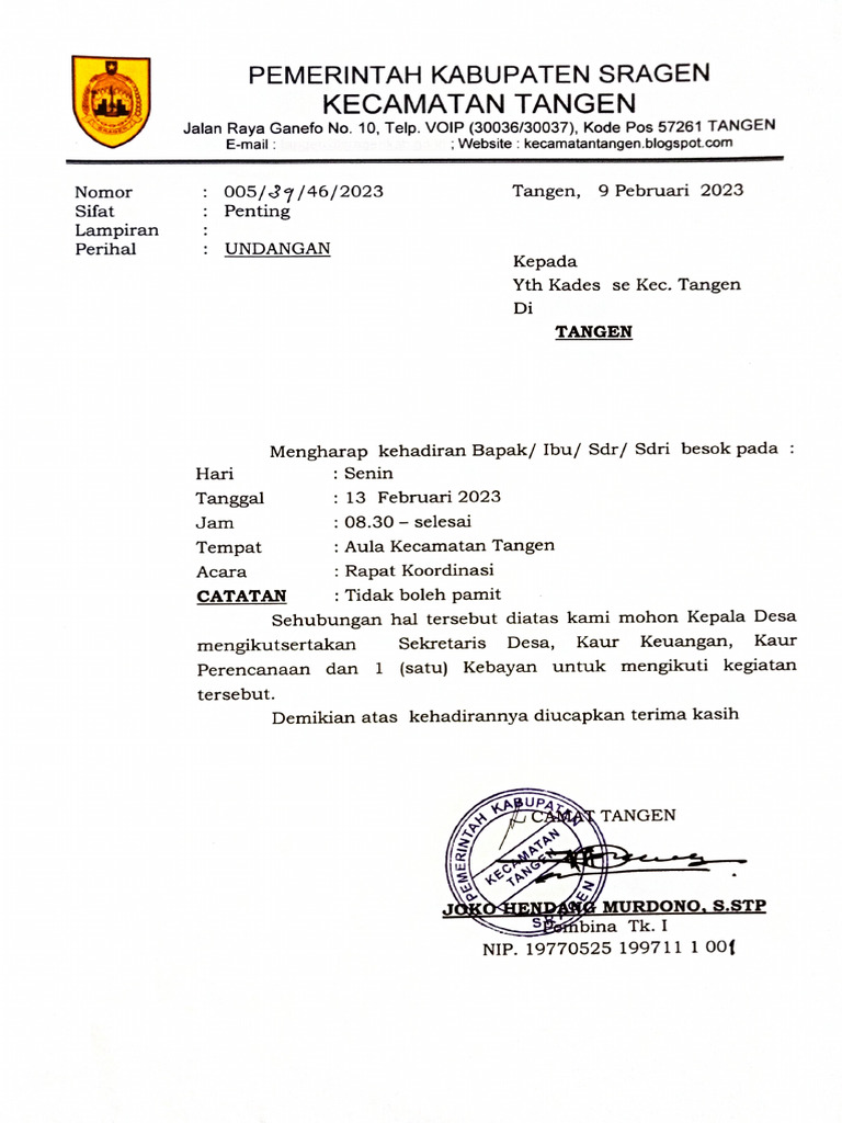 Undangan Rakor | PDF