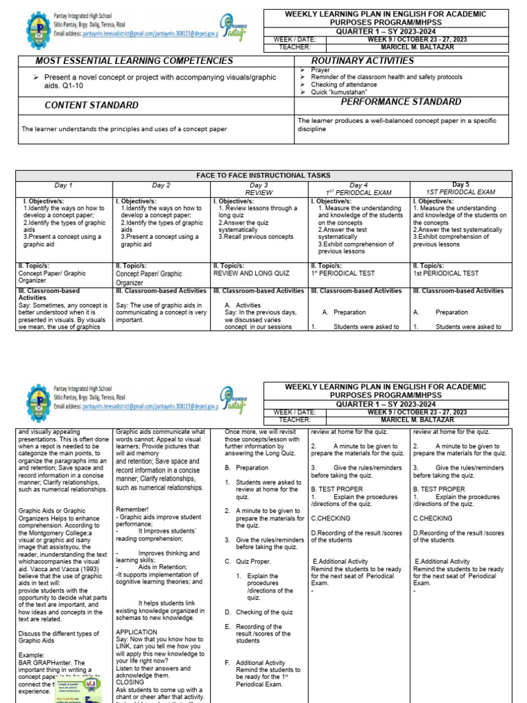 Eapp - Week-9 - Quarter-1-2023-2024 | PDF | Reading Comprehension | Learning