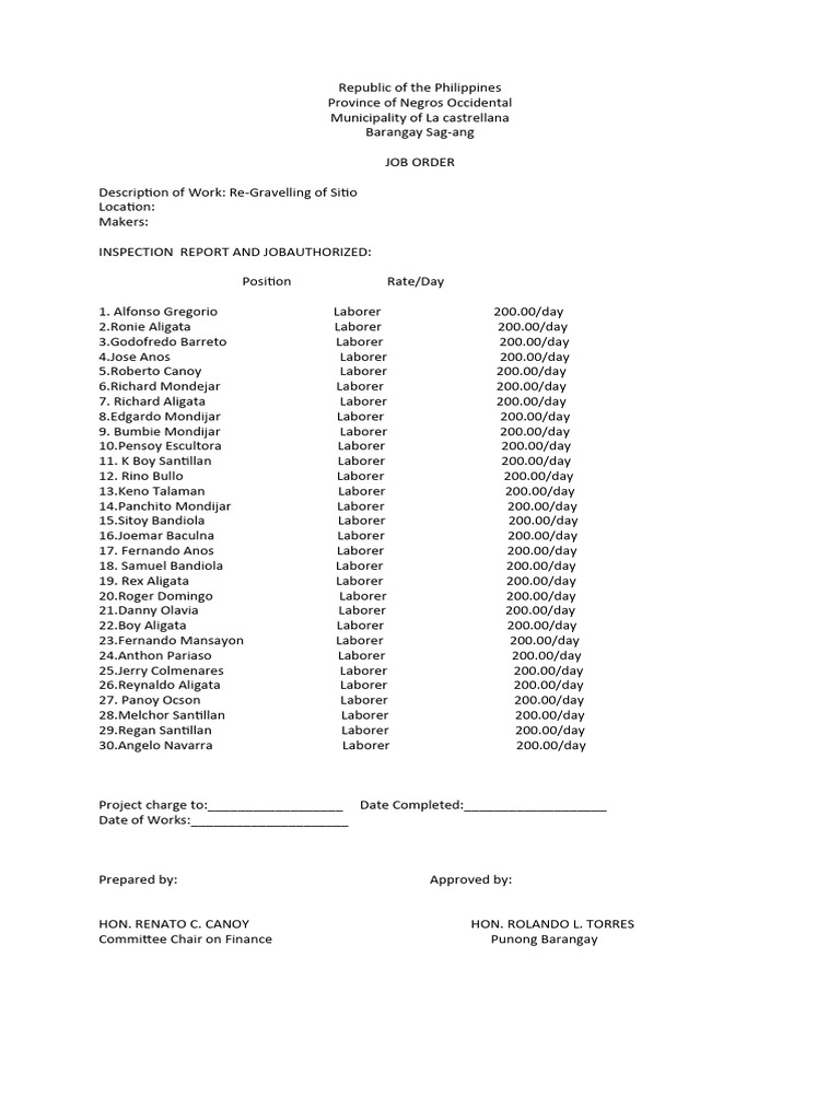 Job Order | PDF
