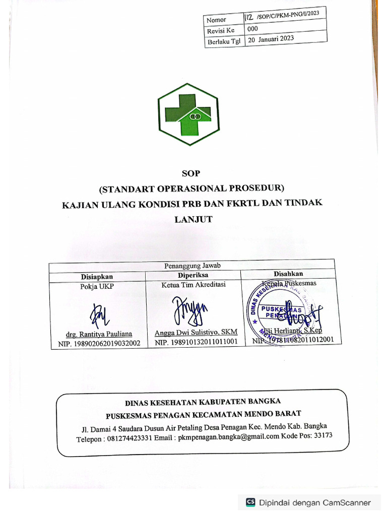 Sop Kajian Ulang Kondisi PRB FKRTL Dan Tindak Lanjut | PDF