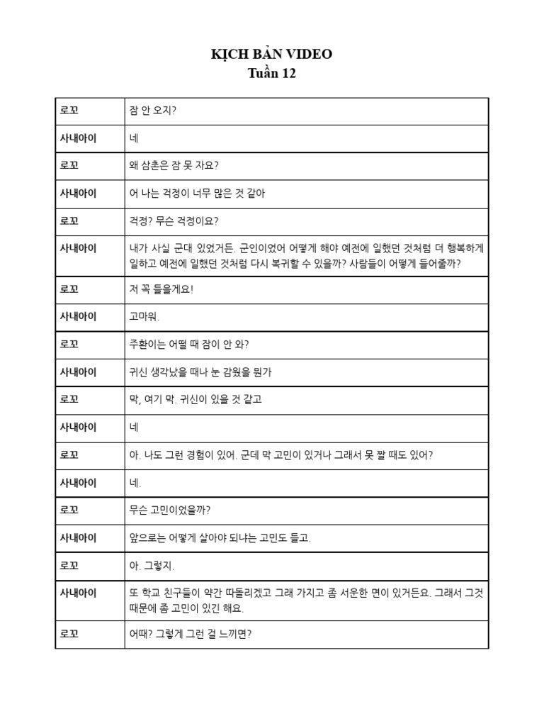 (PD) Script Video Tuần 12 | PDF