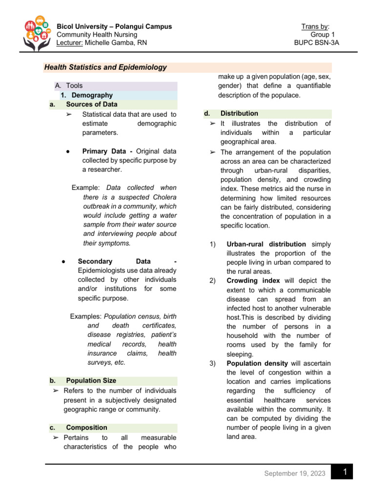 G1 - Health Statistics and Epidemiology | PDF