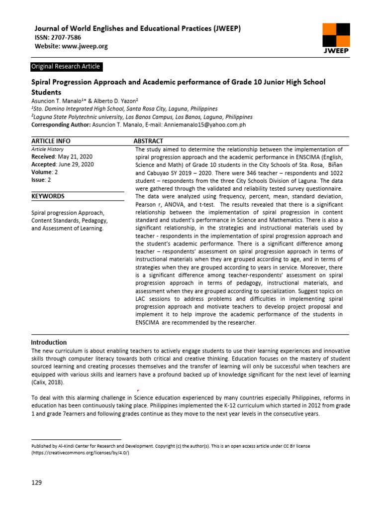 Journal of World Englishes and Educational Practices (JWEEP) | PDF