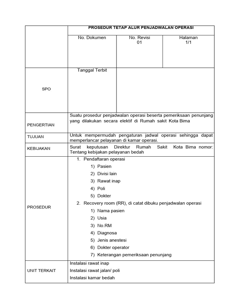 SOP Alur Penjadwalan Operasi | PDF