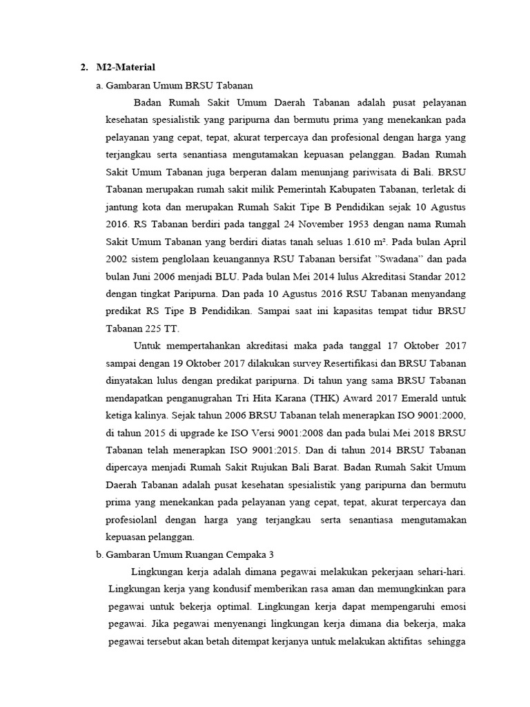 Tahun Berdiri RSUD Tabanan: 1953 | PDF