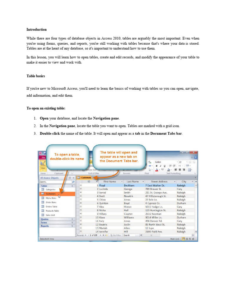 Lesson 5 Working With Tables | PDF | Table (Database) | Databases