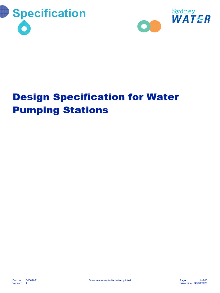Design Specification Water Pumping Stations | PDF