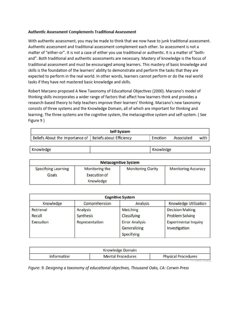 Authentic Assessment Complements Traditional Assessment | PDF