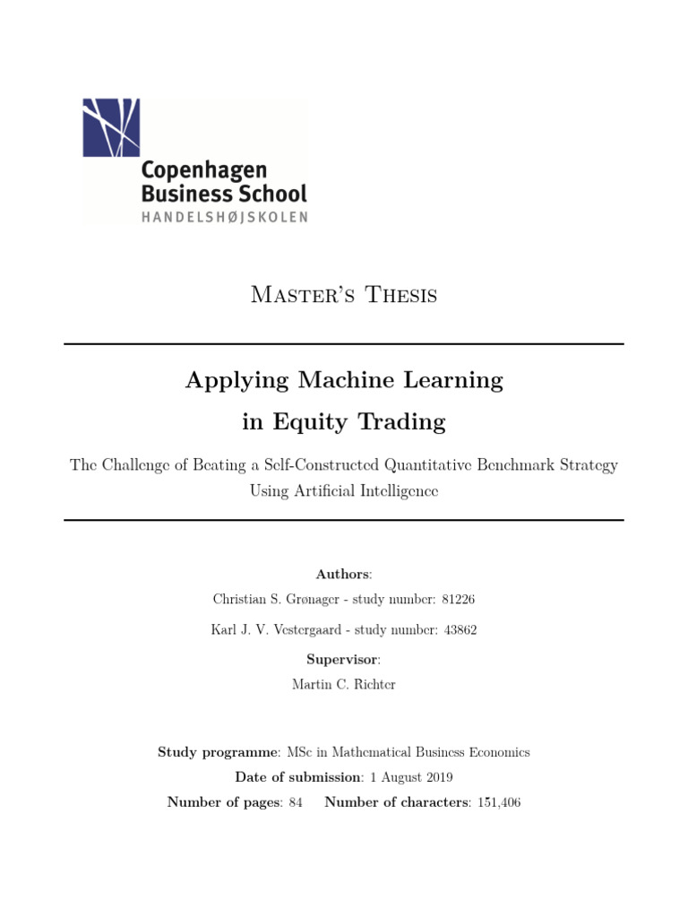 Applying Machine Learning in Equity Trading | PDF Applying Machine Learning in Equity Trading | PDF