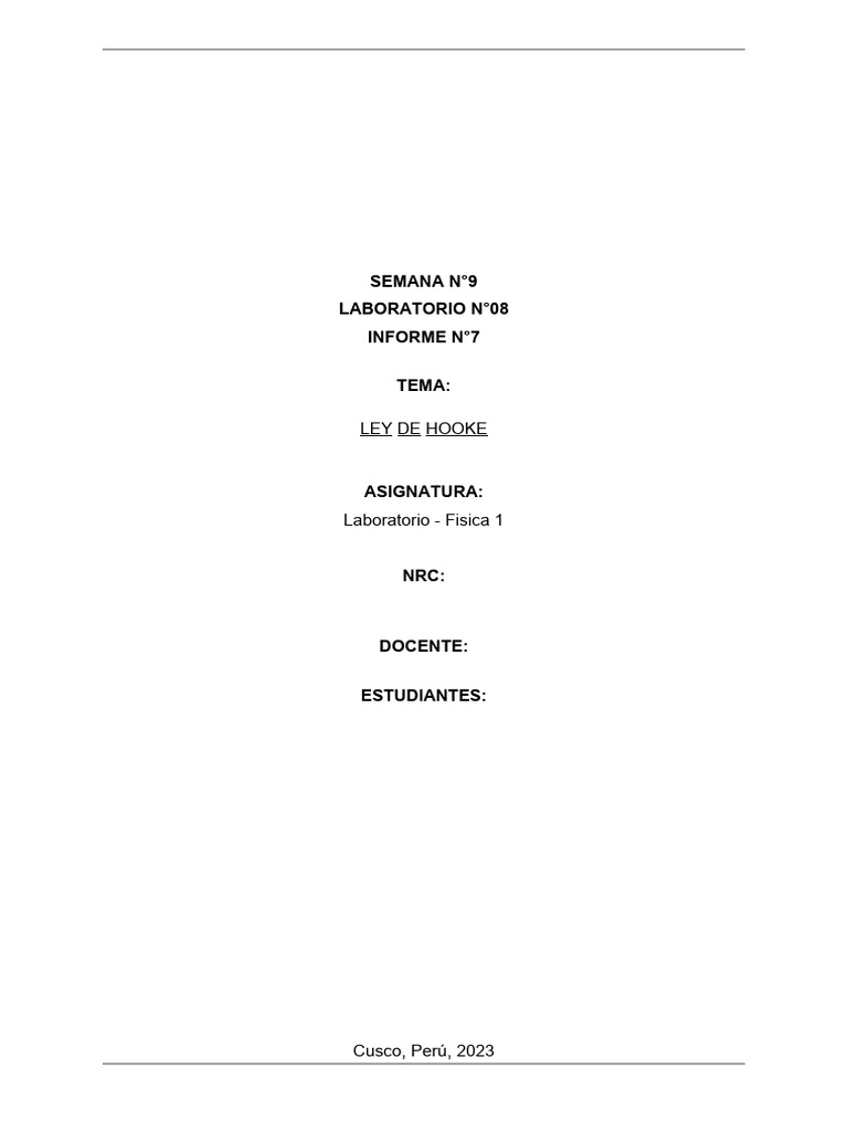 7° Informe De Laboratorio Fisica 1 Ley De Hooke Pdf