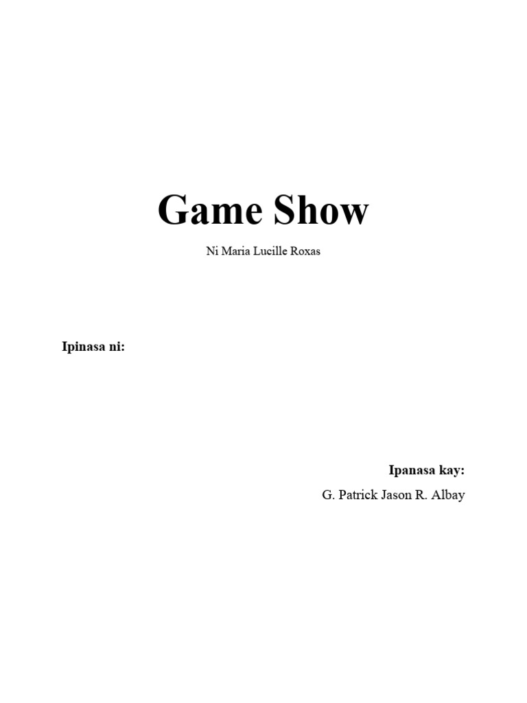 Template Unang Takdang Aralin Gameshow | PDF