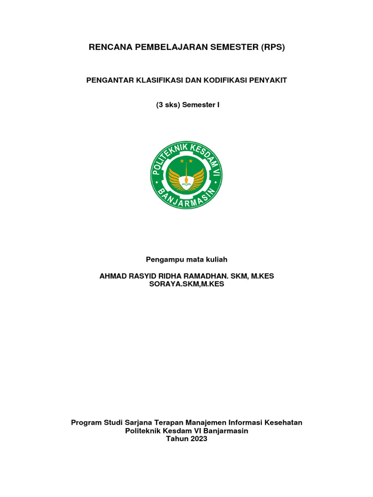RPS Pengantar Klasifikasi Kodifikasi Tertentu | PDF
