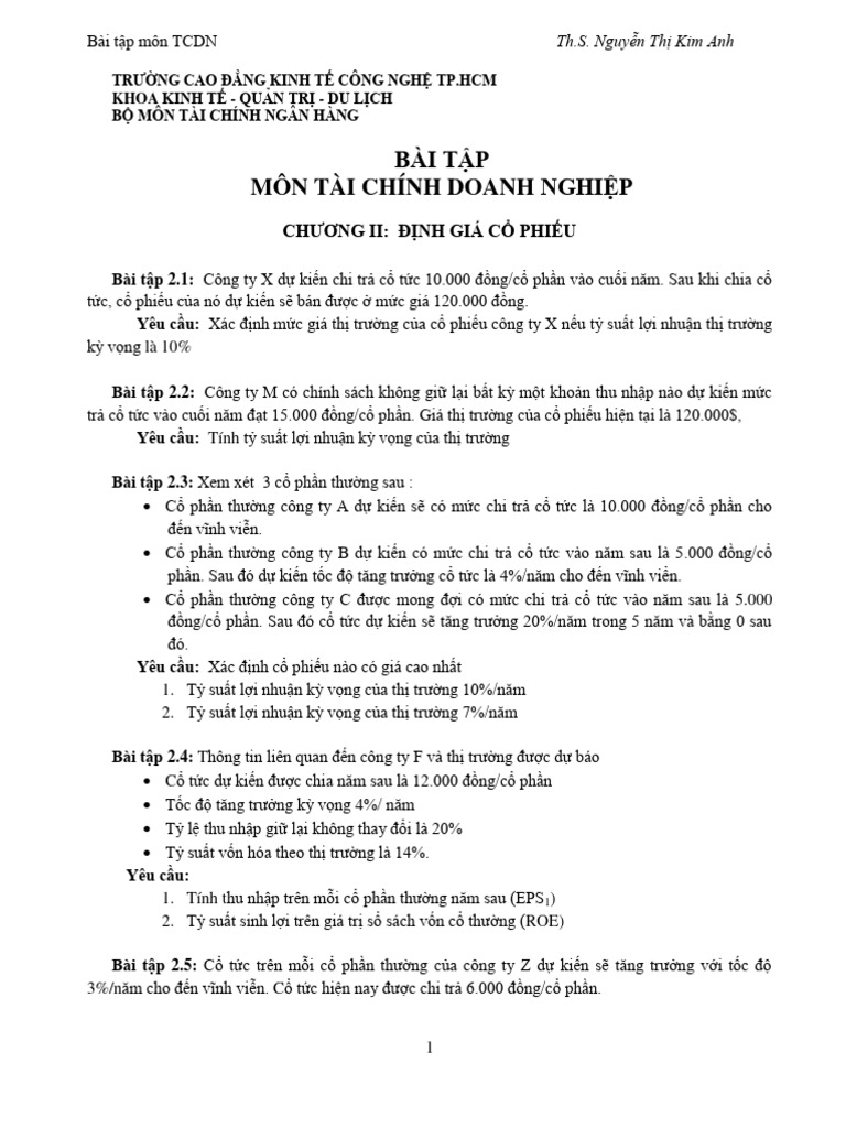 Bai Tap TCDN - C.14 - 2018 - 2019 | PDF