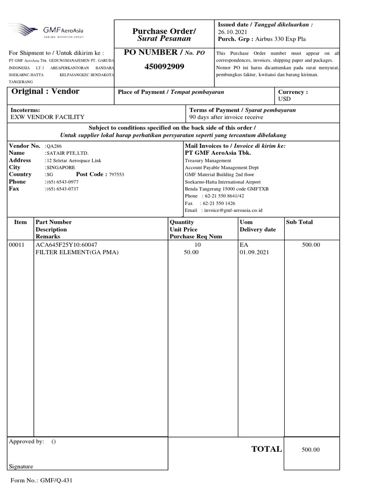 Surat Pesanan: Purchase Order | PDF