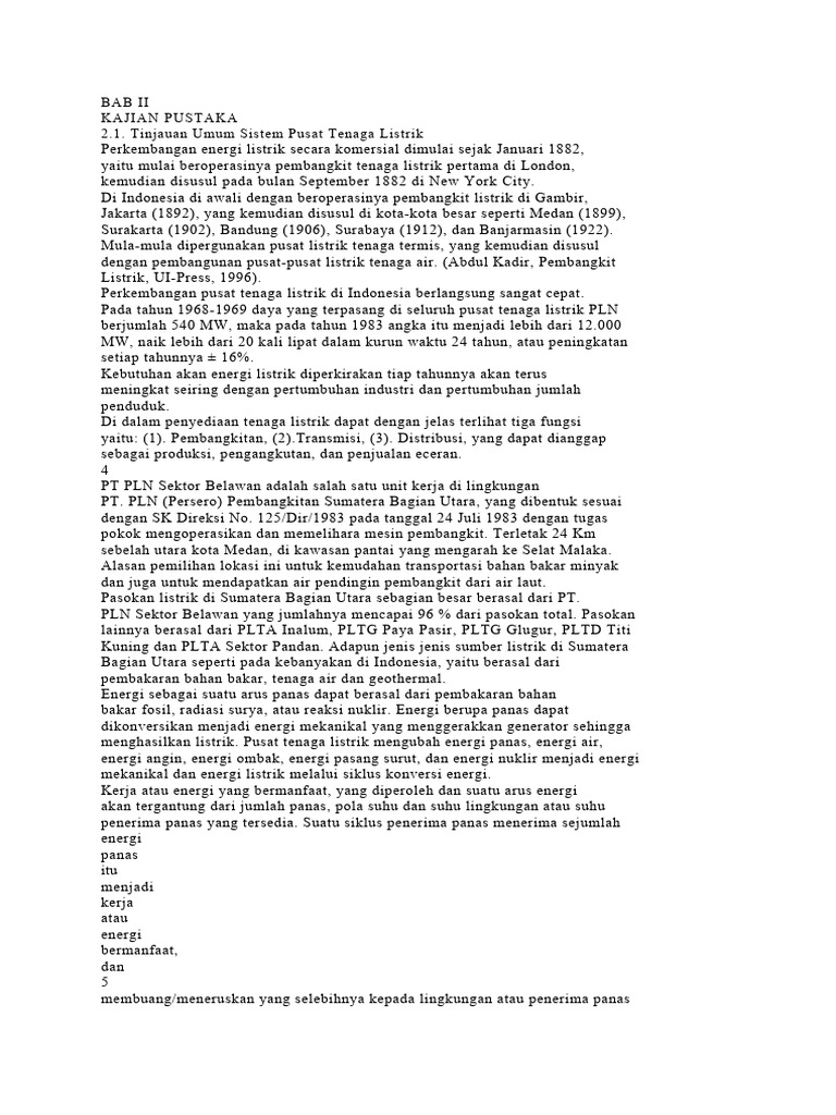 BAB II Roy Laporan KKP PLTU BELAWAN | PDF