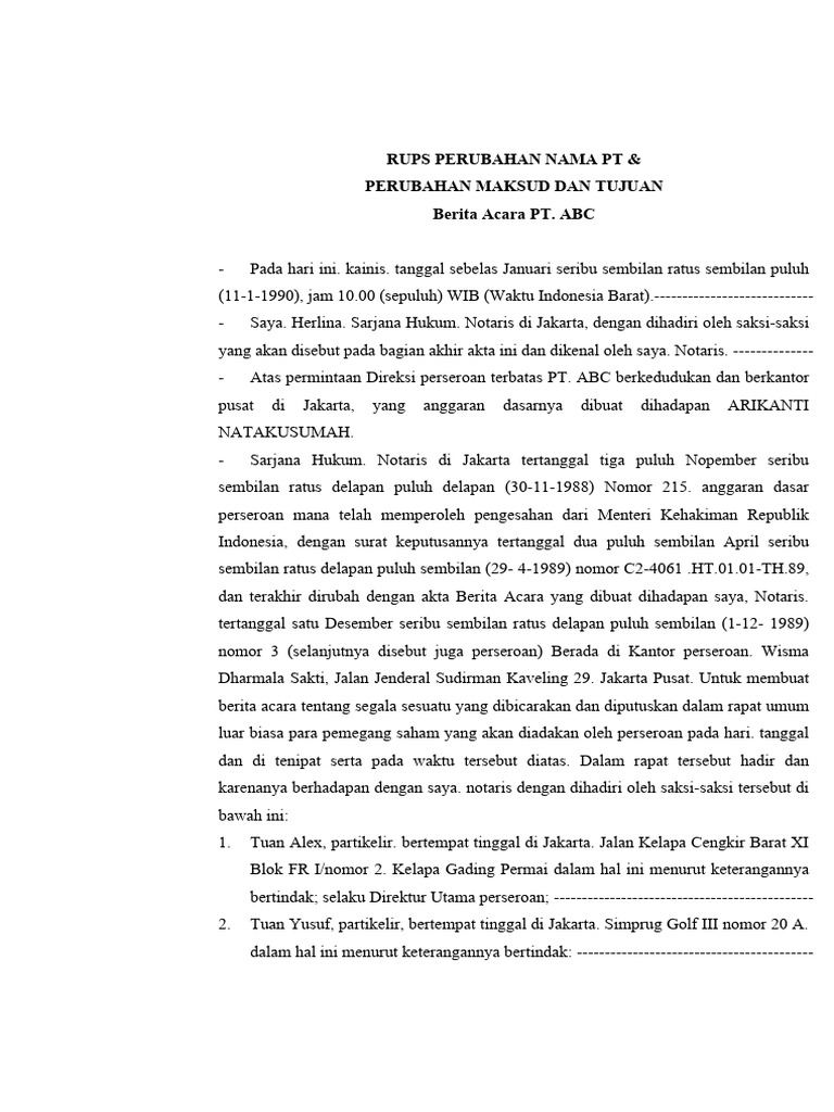 04 Rups Perubahan Nama PT | PDF