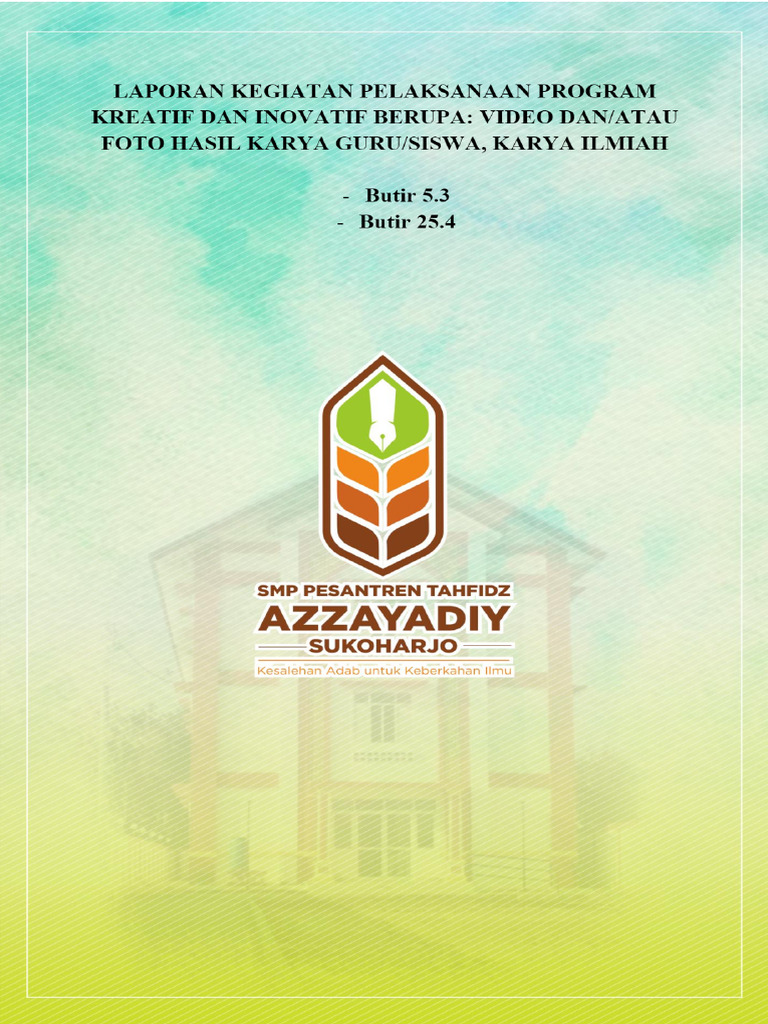 Laporan Kegiatan Pelaksanaan Program Kreatif Dan Inovatif Berupa ...