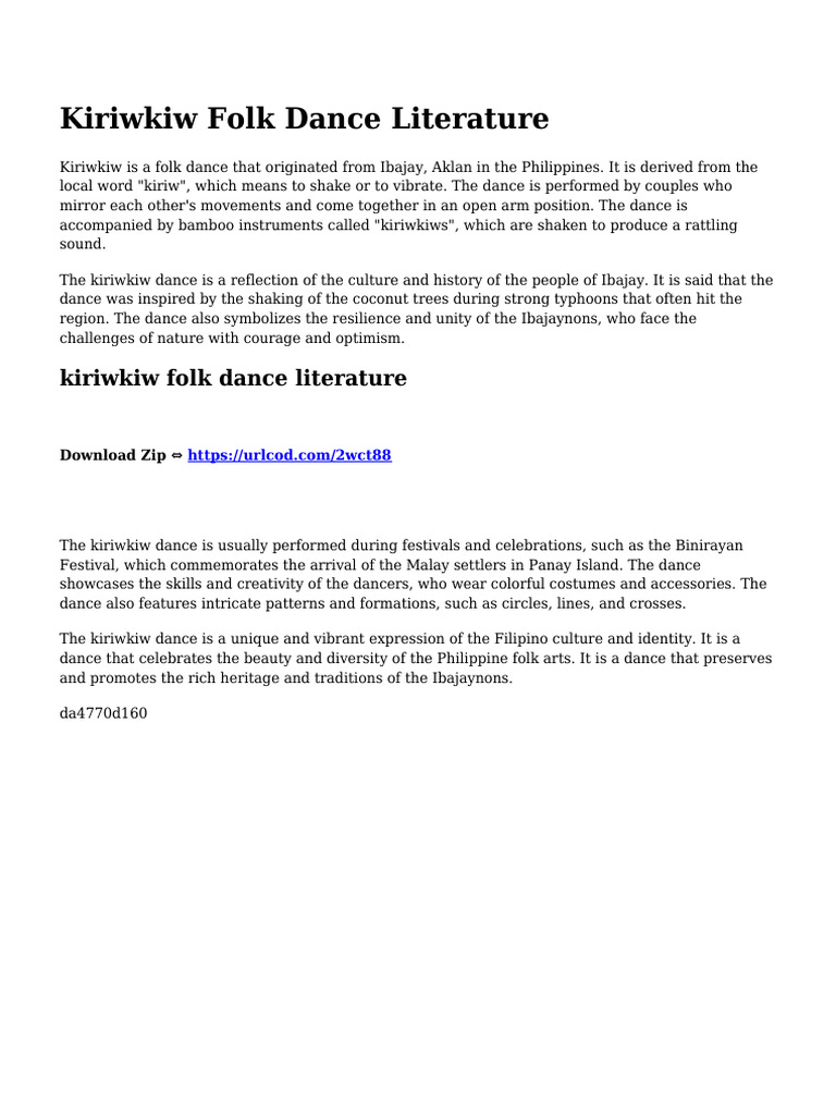 Kiriwkiw Folk Dance Literature | PDF