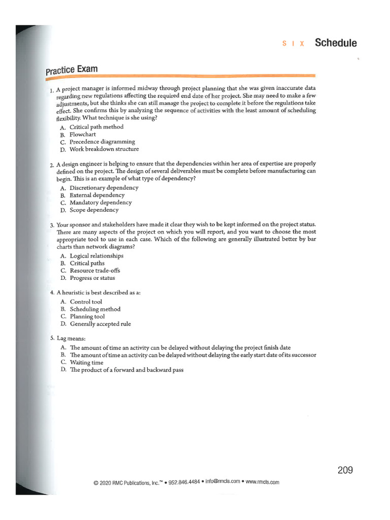PMP Scheduling Questions | PDF